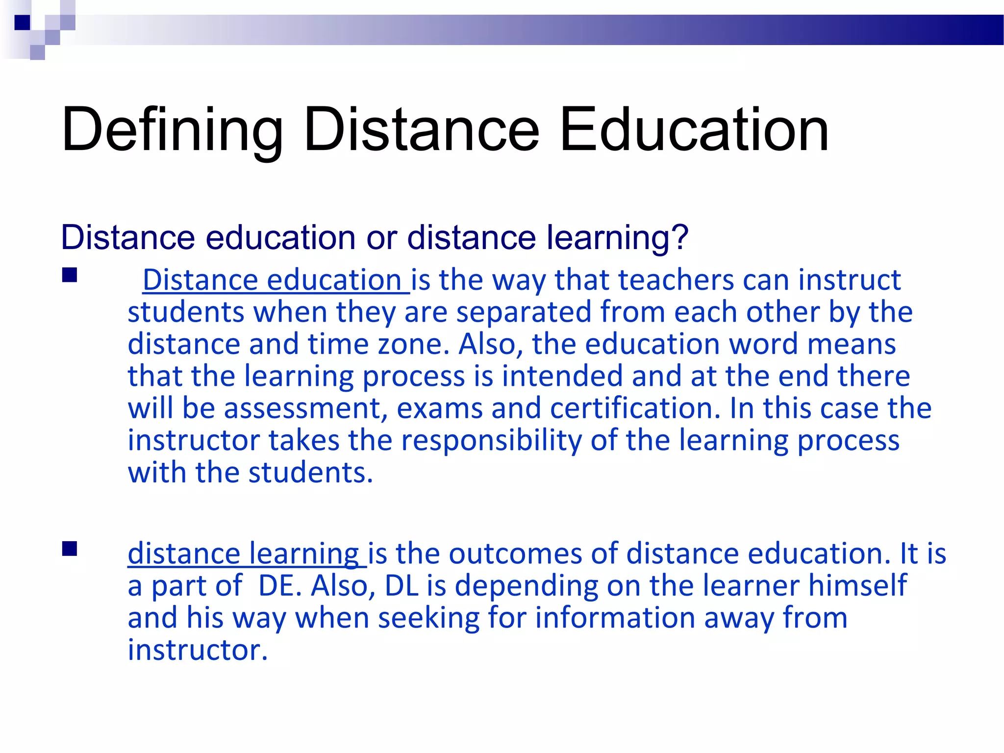 distance education & the internet | PPT