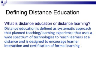 distance education & the internet | PPT