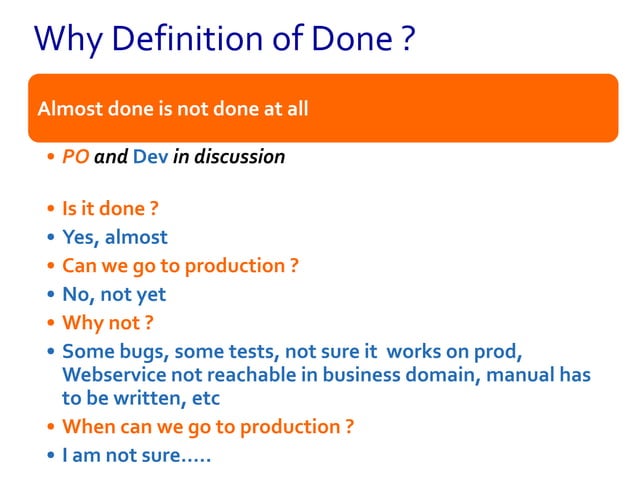 Definition of Done and Product Backlog refinement | PPT
