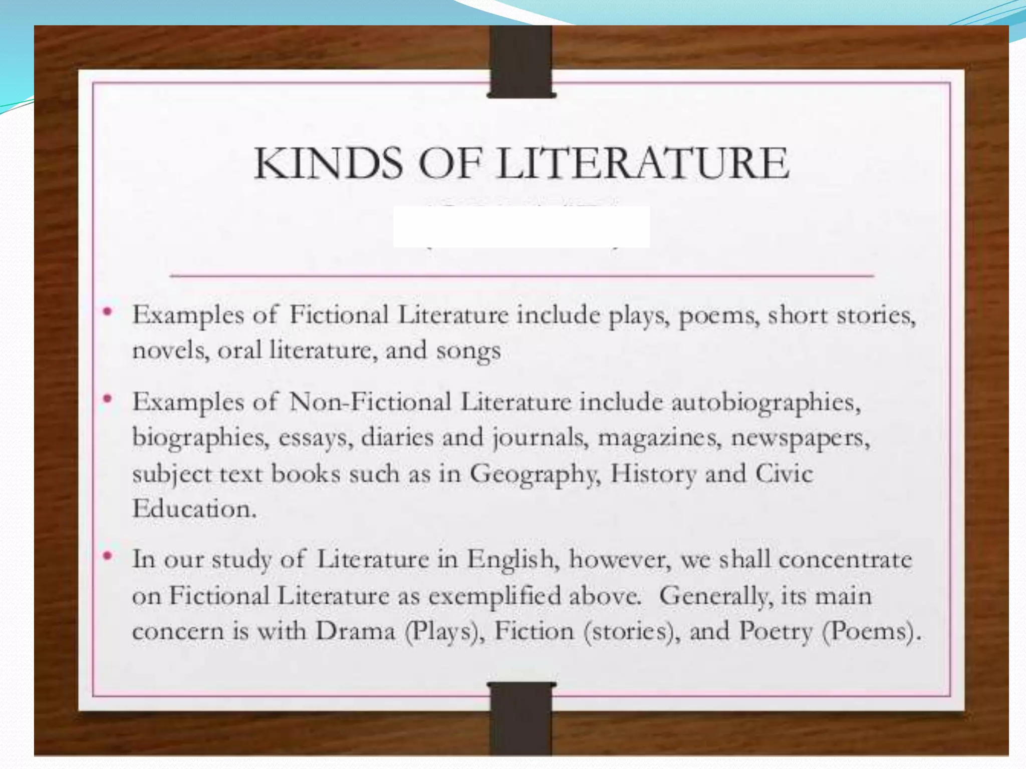 Definition of Literature for Fundamentals of Literature | PPTX