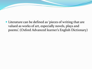 Definition of Literature for Fundamentals of Literature | PPTX