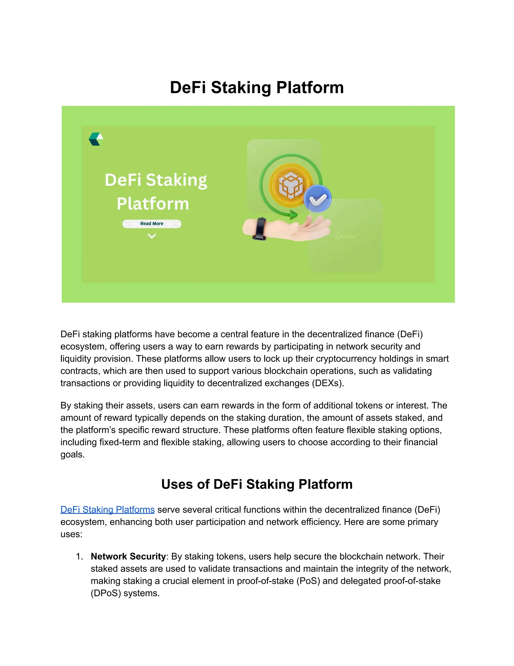Top DeFi Staking Platform: Key Features & Benefits | PDF