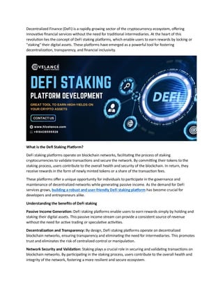 Elite Defi Staking Software Development solutions | PDF