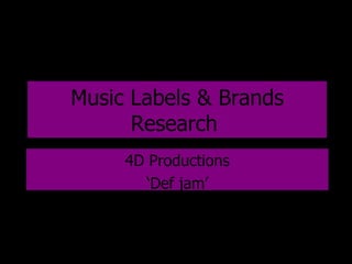Def Jam | PPT | Hip Hop Music | Music