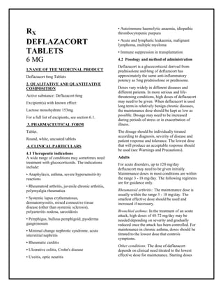 Deflazacort 6mg tablets smpc taj pharmaceuticals | PDF | Endocrine and ...