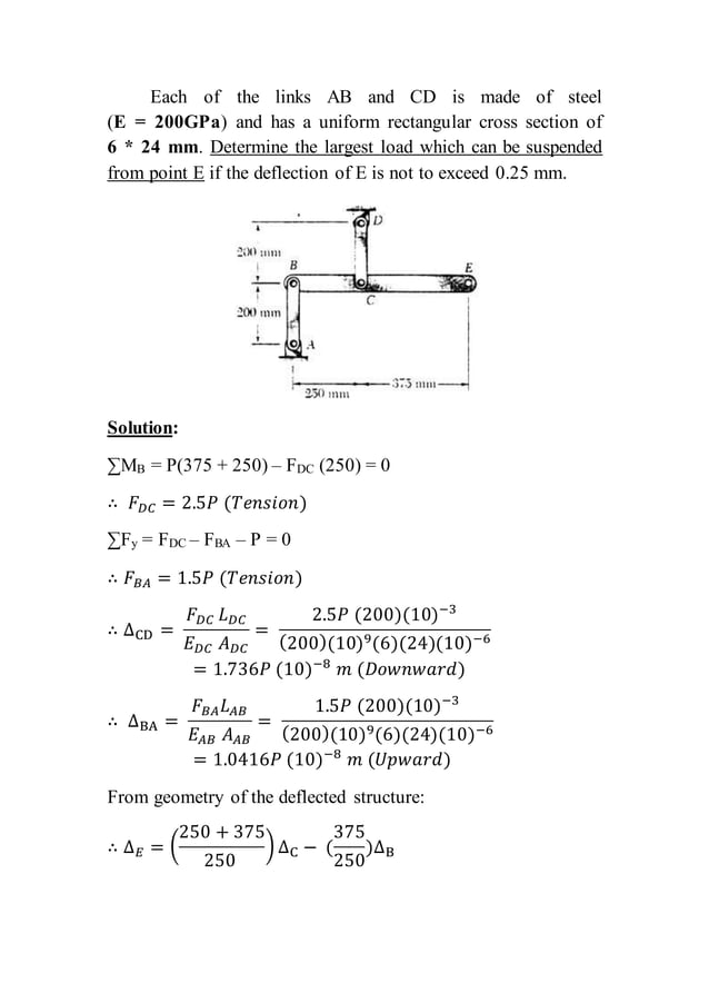 Deflection and member deformation | DOCX | Physics | Science