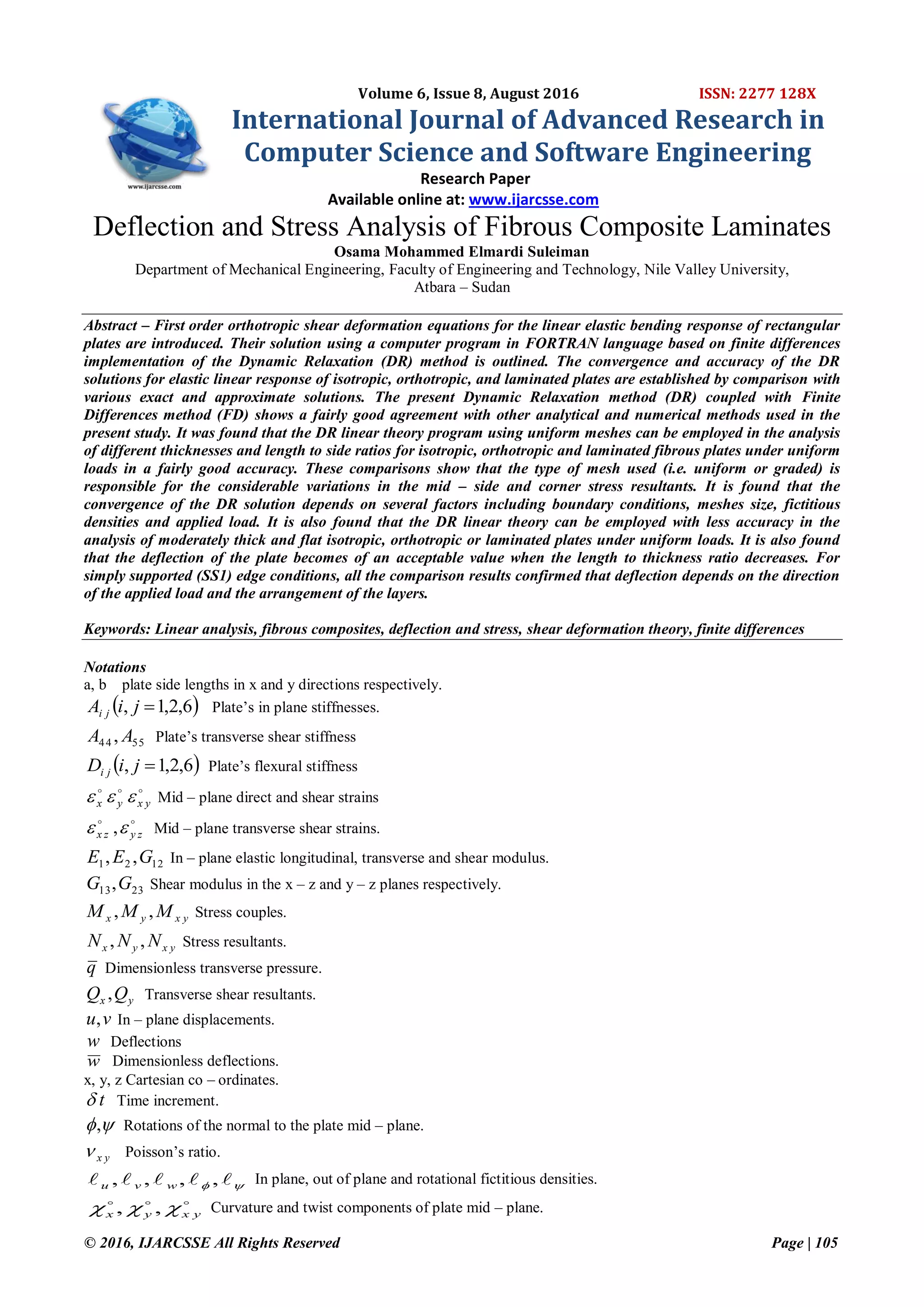 Deflection and stress analysis of fibrous composite lamin | PDF