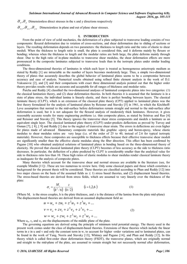 Deflection and stress analysis of fibrous composite lamin | PDF