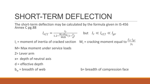 Deflection & cracking of RC structure(limit state method) | PPTX ...