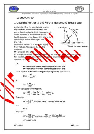 Deflection of curved beam |Strength of Material Laboratory | PDF