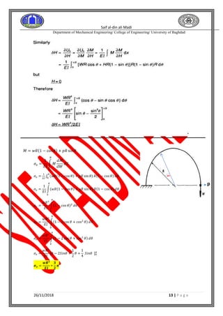 Deflection of curved beam |Strength of Material Laboratory | PDF