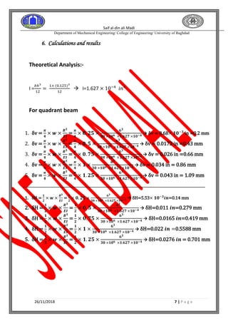 Deflection of curved beam |Strength of Material Laboratory | PDF