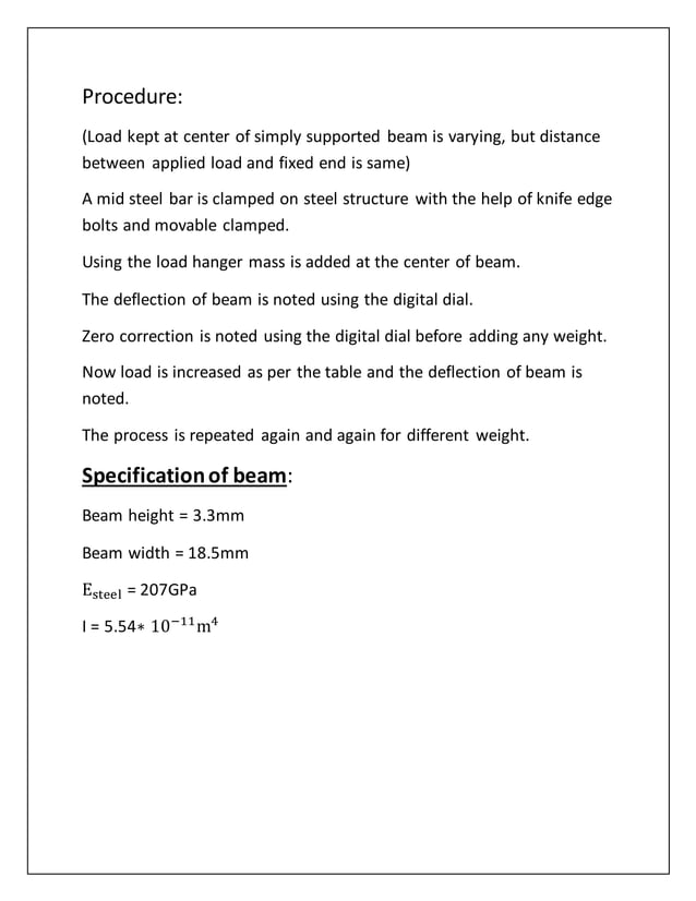 Deflection of simply supported beam and cantilever | DOCX