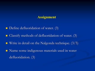 Defluoridation of water.pdf | Dental Health | Diseases and Conditions