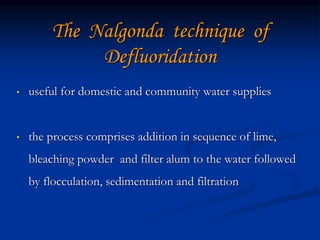 Defluoridation of water.pdf | Dental Health | Diseases and Conditions