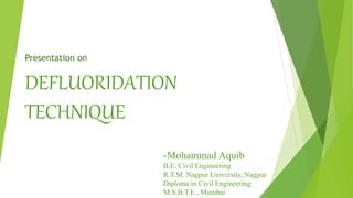 Defluoridation Techniques | PPTX