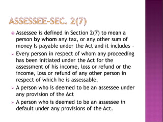 DEFNTONS of taxation law with explanation | PDF