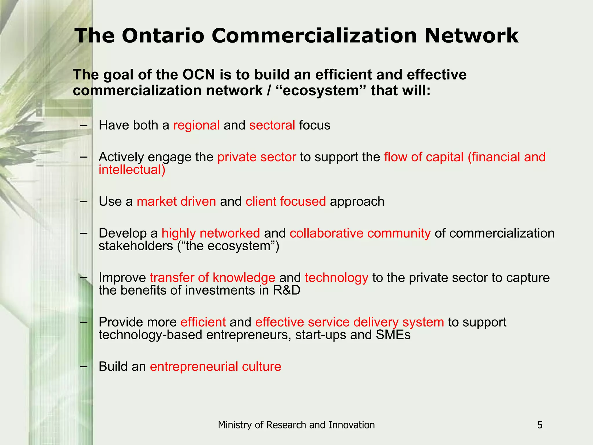 Ontario Commercialization Networks | PPT