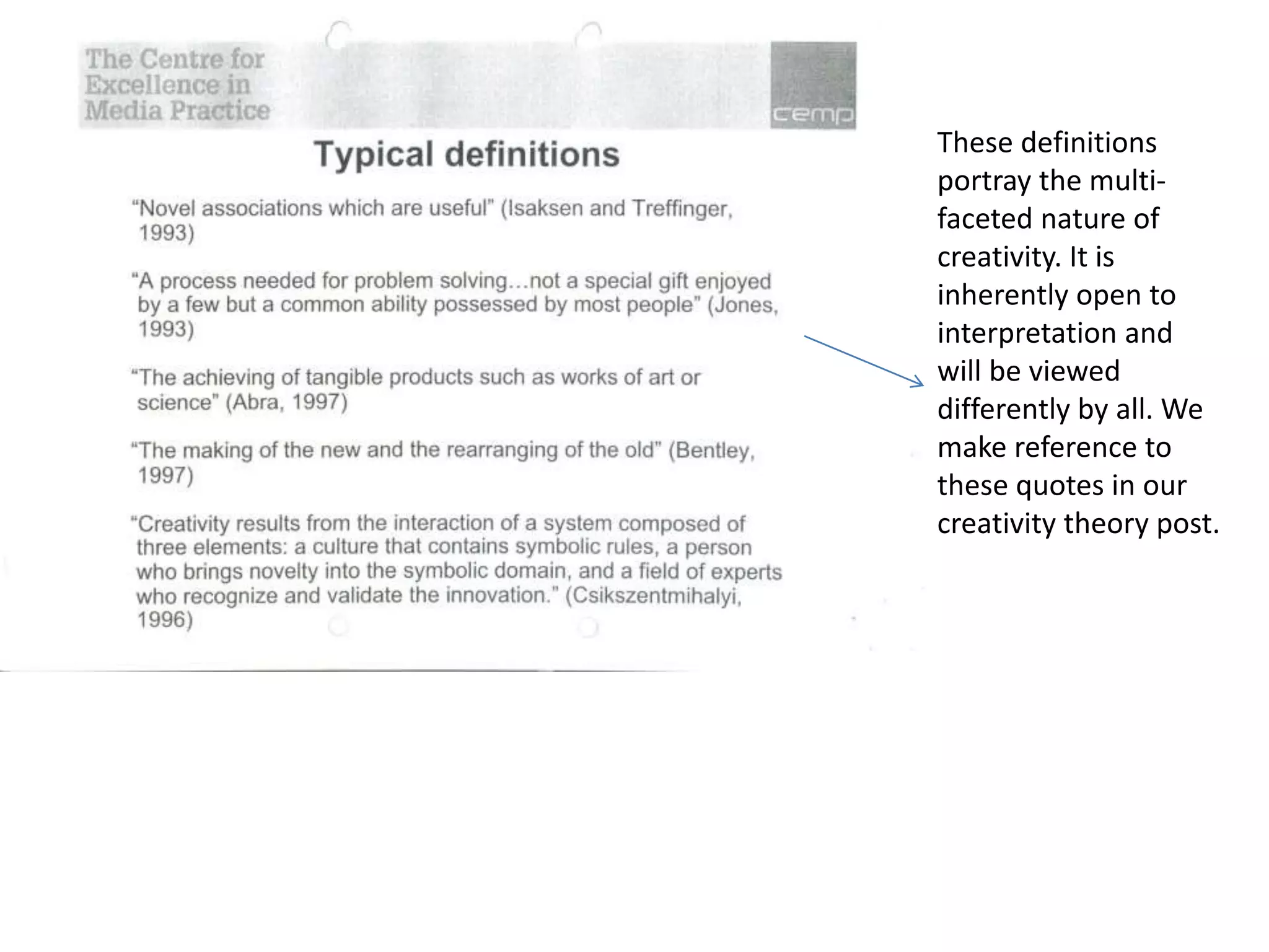 Definitions of creativity | PPTX