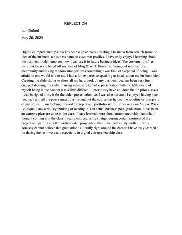 Deford_Lori_REflection_DIGTialEntreprenuership.docx