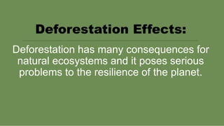 Deforestation. Environental Science College Course First Year | PPTX