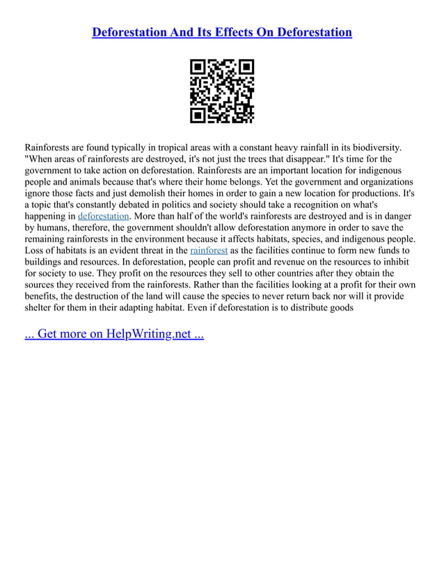 Deforestation And Its Effects On Deforestation | PDF