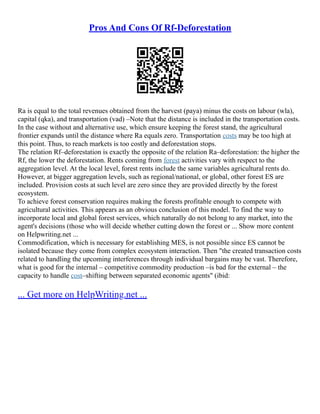 Deforestation And Its Effects On Deforestation | PDF