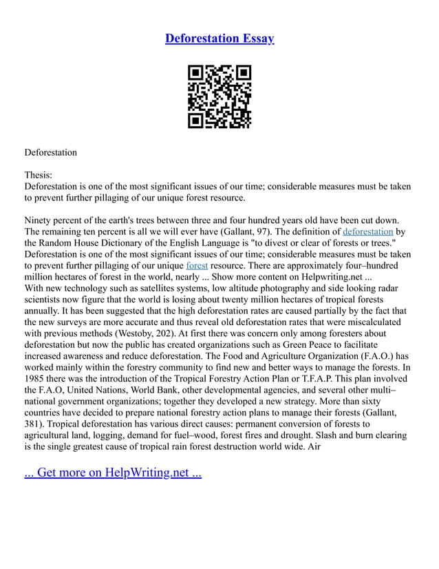 Deforestation And Its Effects On Deforestation | PDF