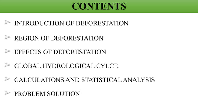 DEFORESTATION AND ITS IMPACT ON GLOBAL HYDROLOGICAL CYCLE | PPT