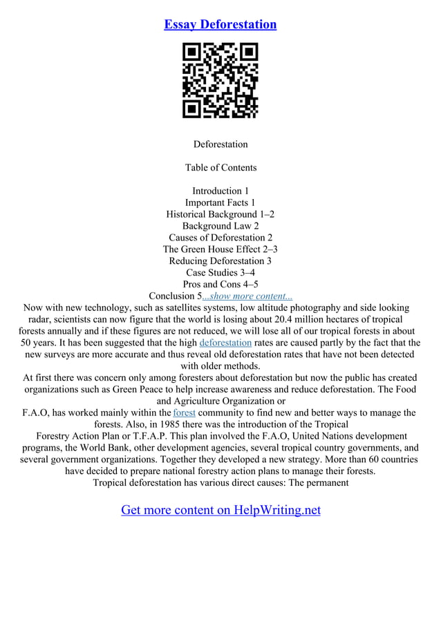 Deforestation Essay | PDF