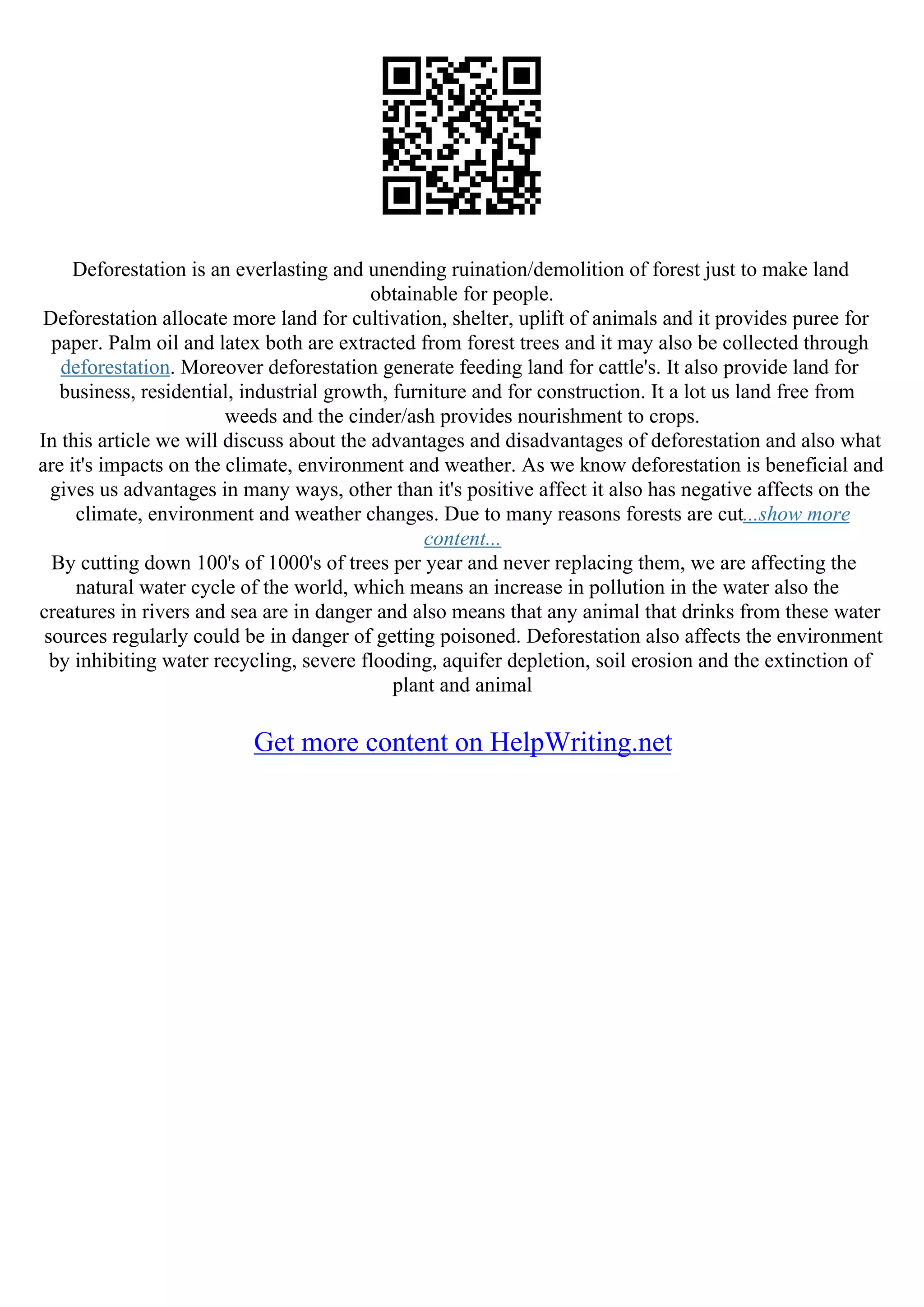 Deforestation Essays | PDF