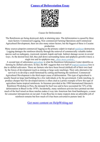 Deforestation Essays | PDF