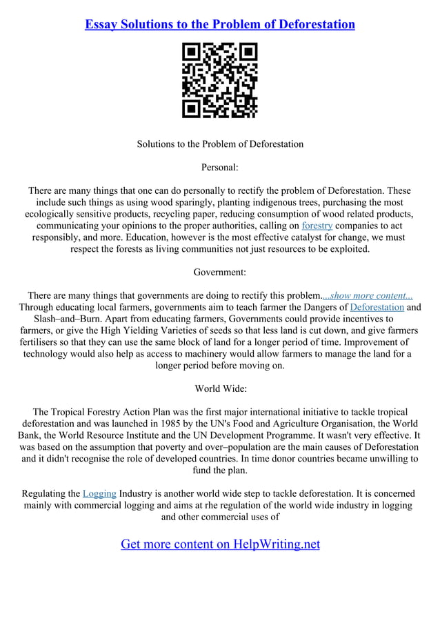 Deforestation Essays | PDF