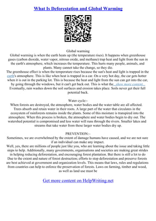 Deforestation Essays | PDF