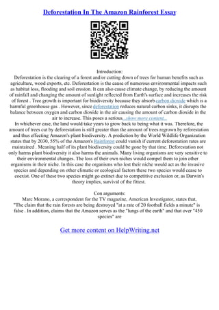 Deforestation Essays | PDF
