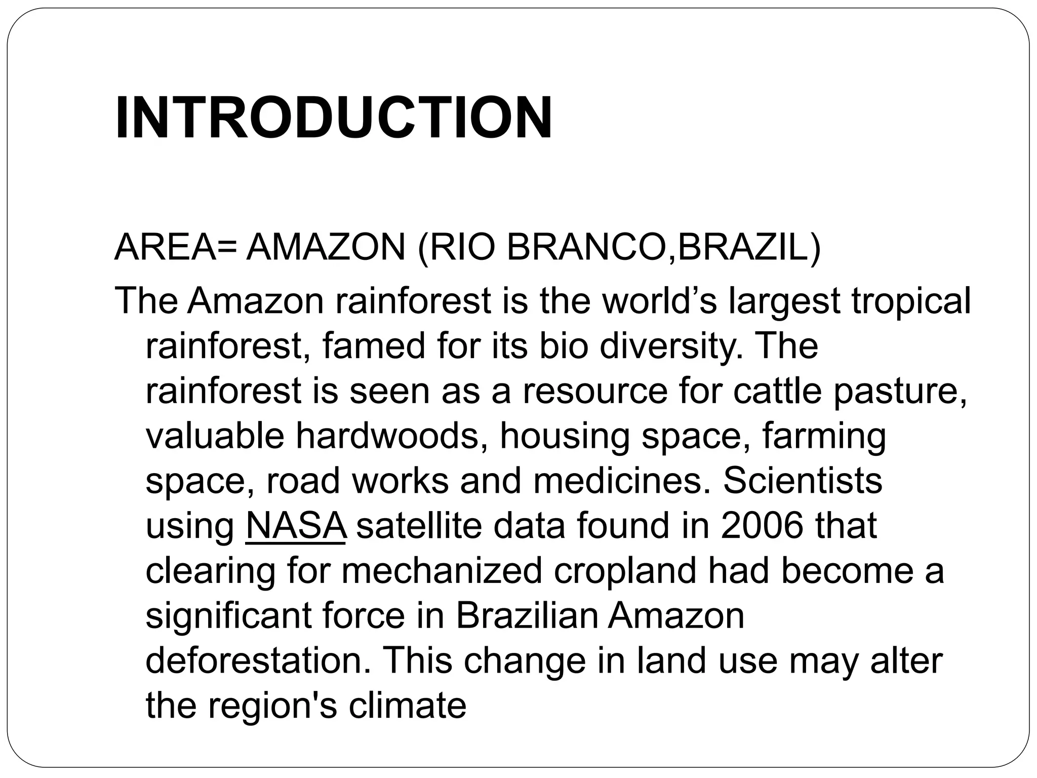 Deforestation in amazon | PPTX
