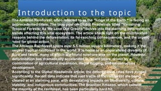 Deforestation of the Amazon Rainforest-Global Headwinds | PPTX