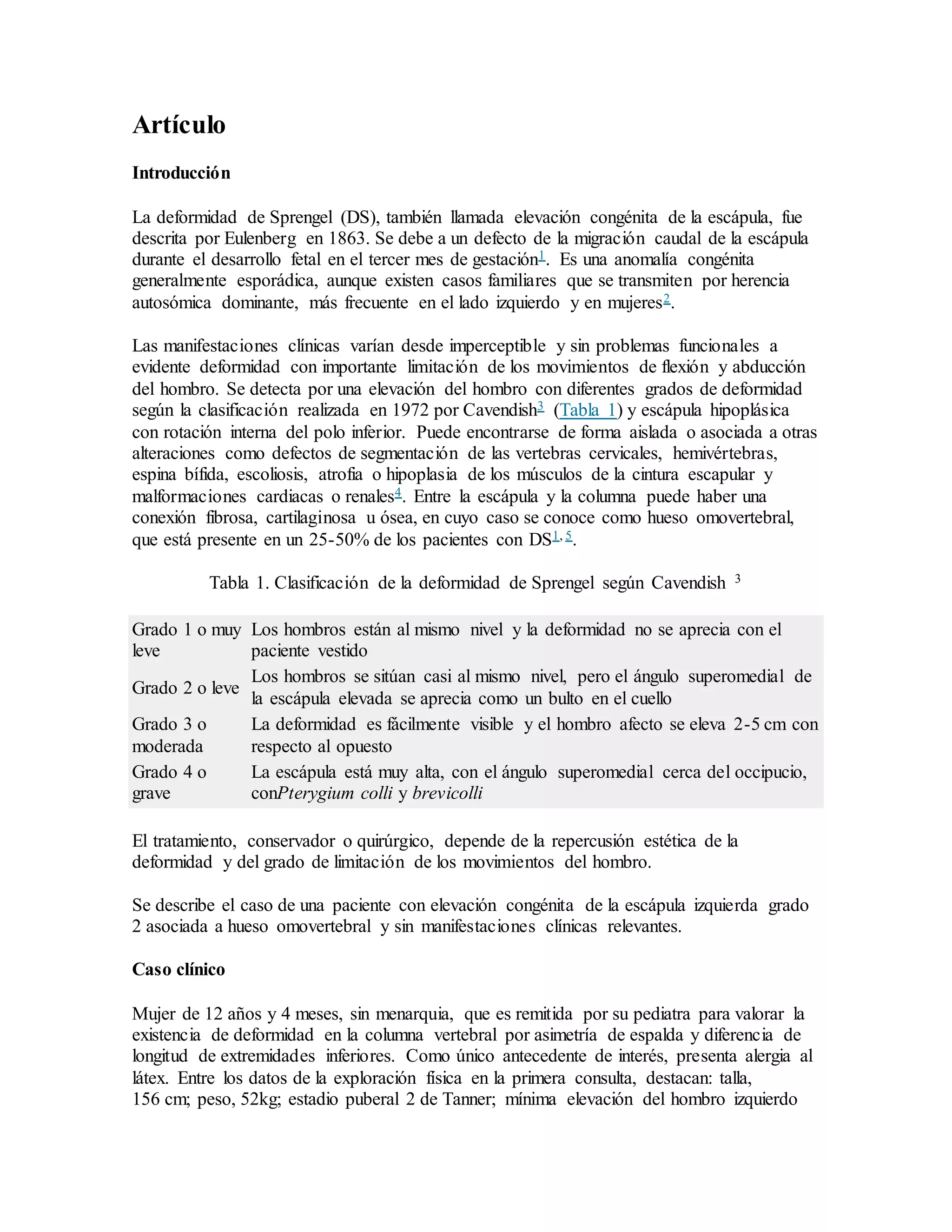 Deformidad de sprengel con hueso omovertebral asociado | DOCX