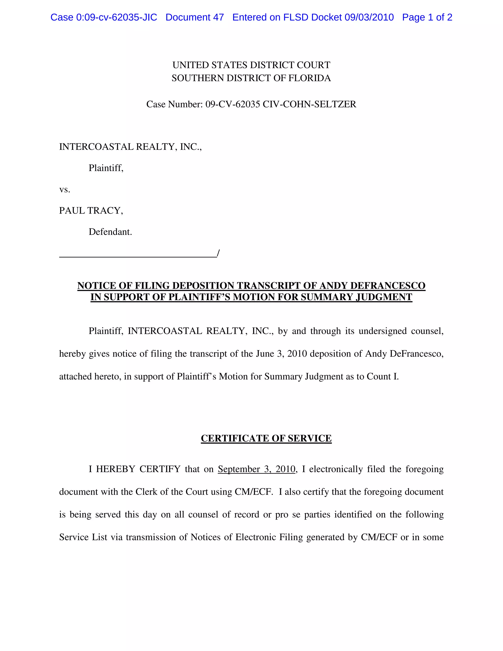 Andrew Defrancesco Deposition Transcript | PDF