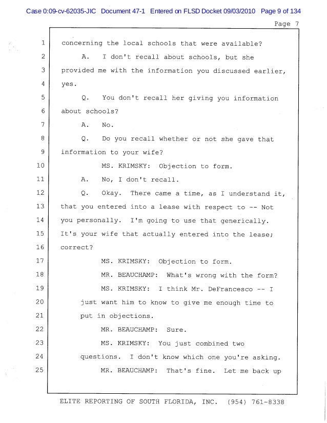 Andrew Defrancesco Deposition Transcript