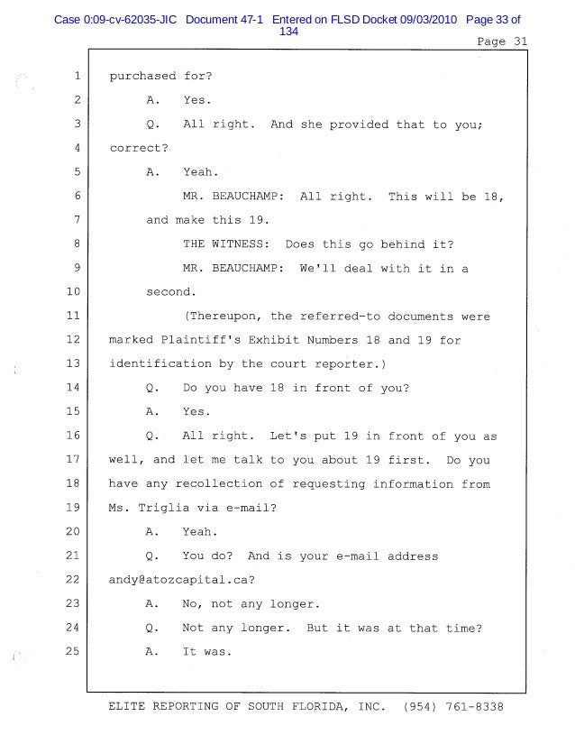 Andrew Defrancesco Deposition Transcript