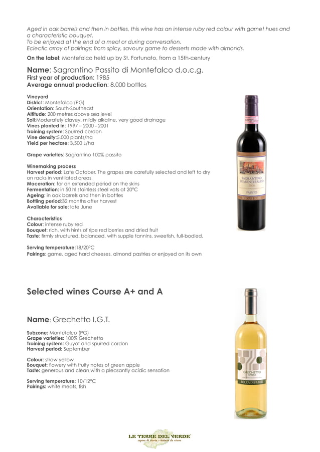 3 nights Sample culinary tour in Le Terre del Verde B2B service | PDF