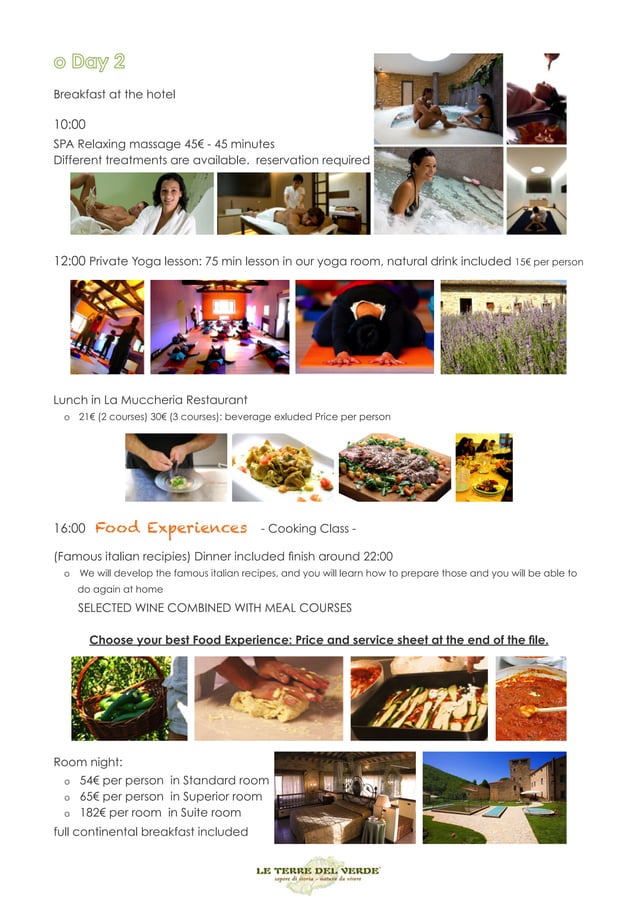 5 nights Sample culinary tour in Le Terre del Verde B2B service | PDF ...