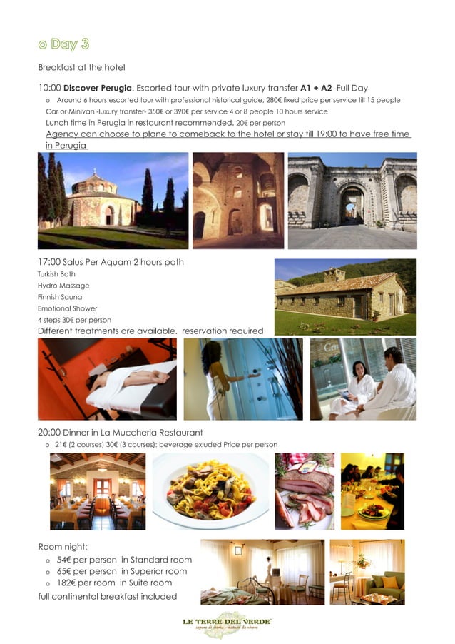 5 nights Sample culinary tour in Le Terre del Verde B2B service | PDF ...