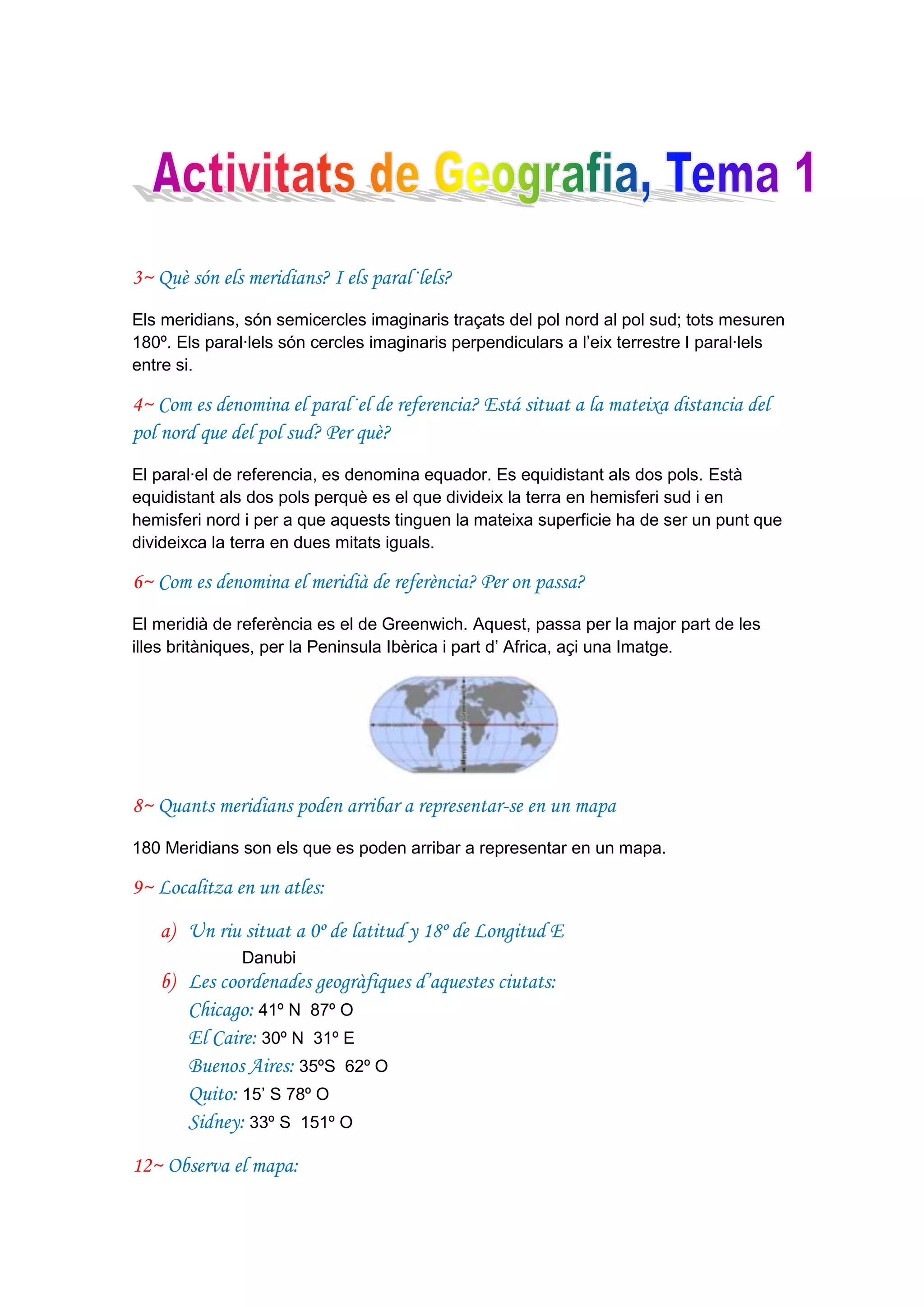 Ejercicis Geografia Tema 1 | DOCX