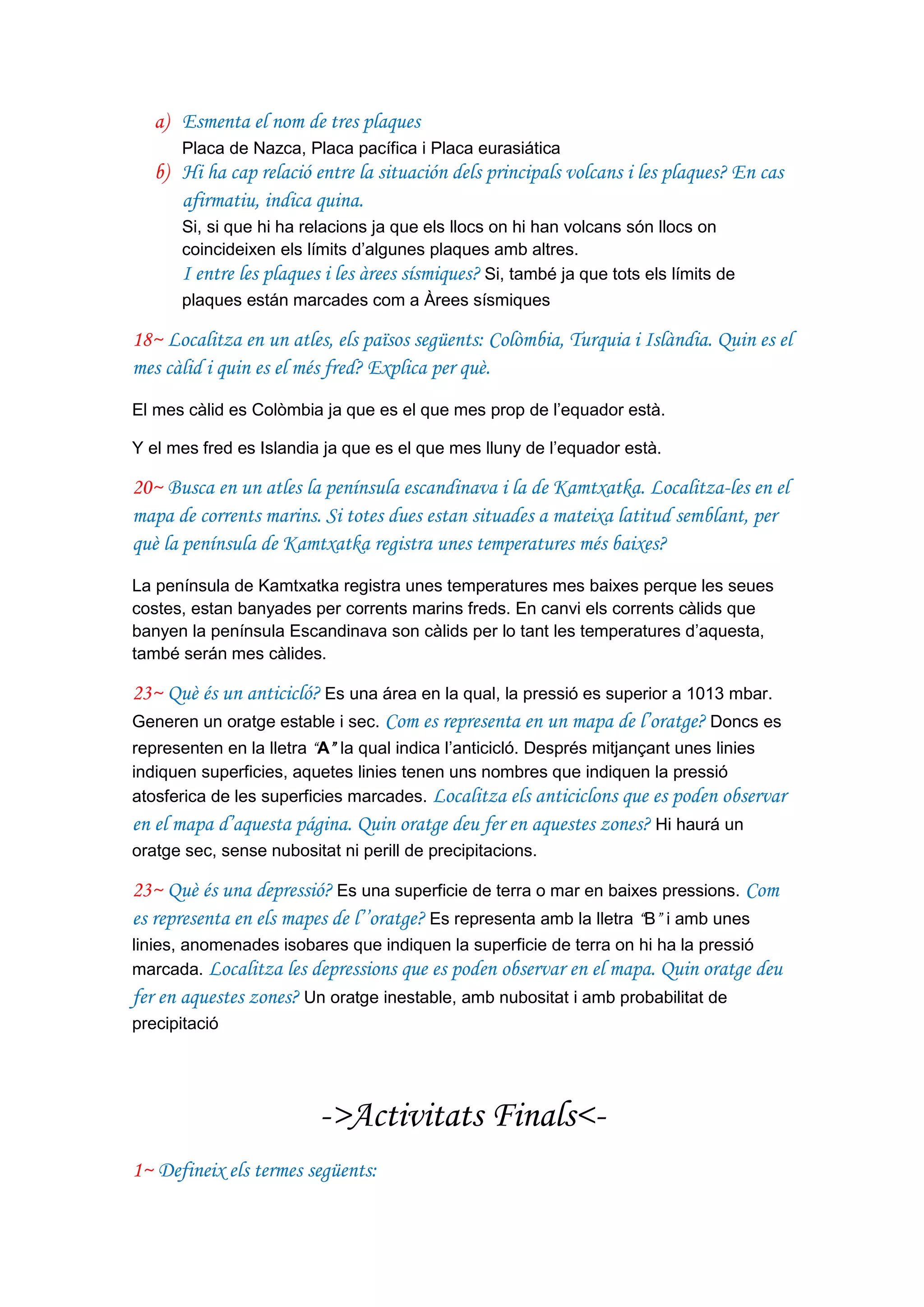 Ejercicis Geografia Tema 1 | DOCX