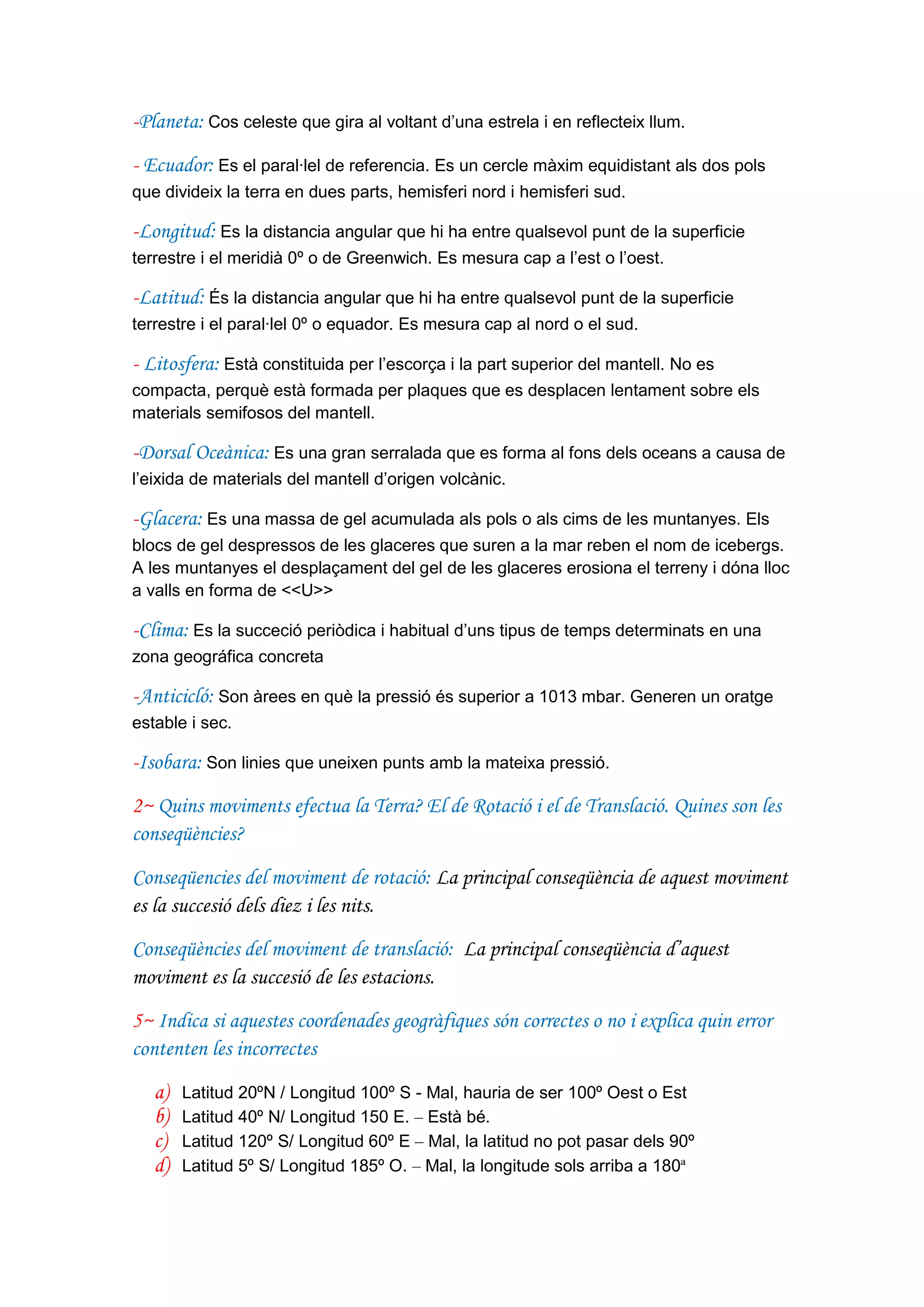 Ejercicis Geografia Tema 1 | DOCX