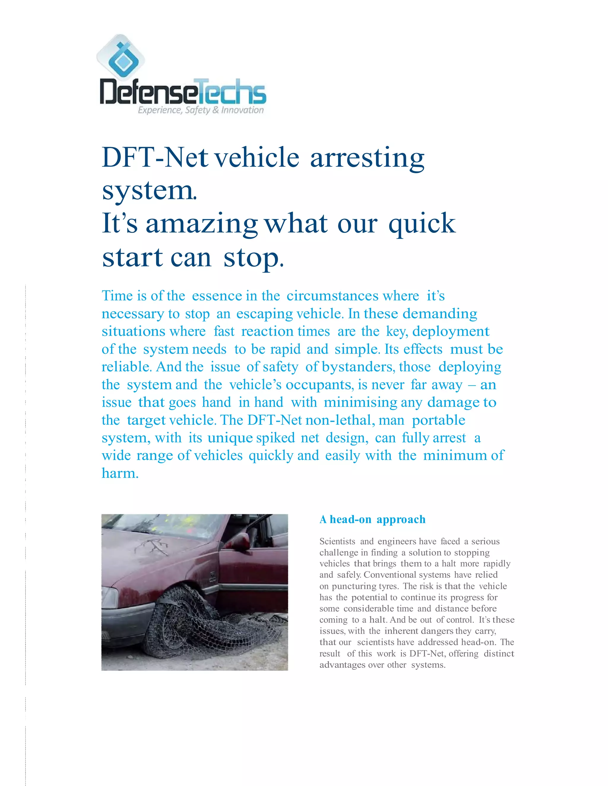 Deft net vehicle-arresting-system defensetechs | PDF