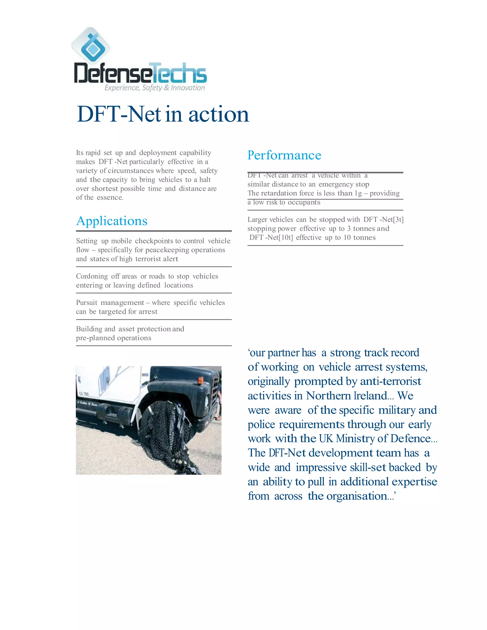 Deft net vehicle-arresting-system defensetechs | PDF