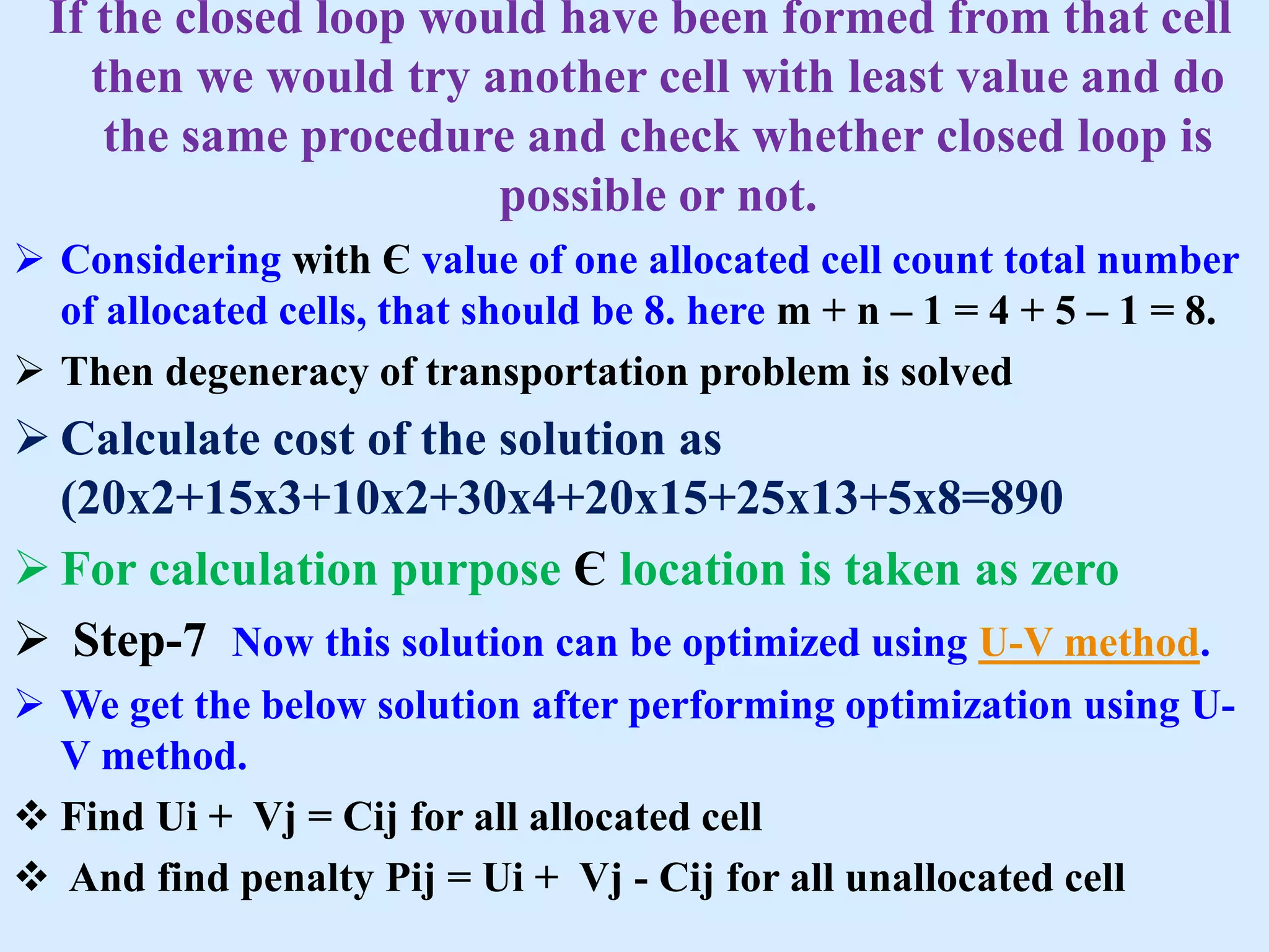 Solving Degenaracy in Transportation Problem | PPTX
